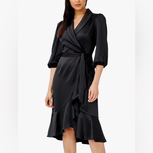 Adrianna Papell | Dresses | Nwt Adrianna Papell Satin Crepe Wrap Dress ...